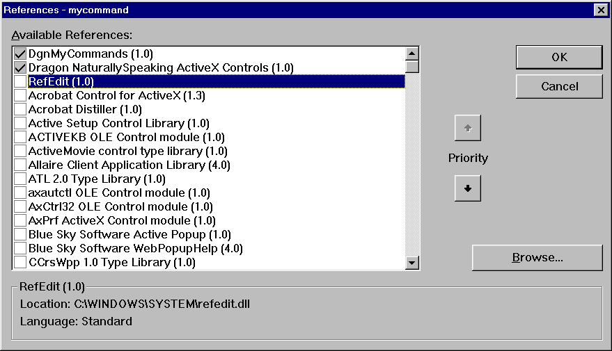 The References Dialog Box